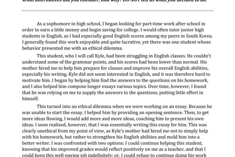 Common App 2019 2020 Essay Prompt 1 Sample Essay